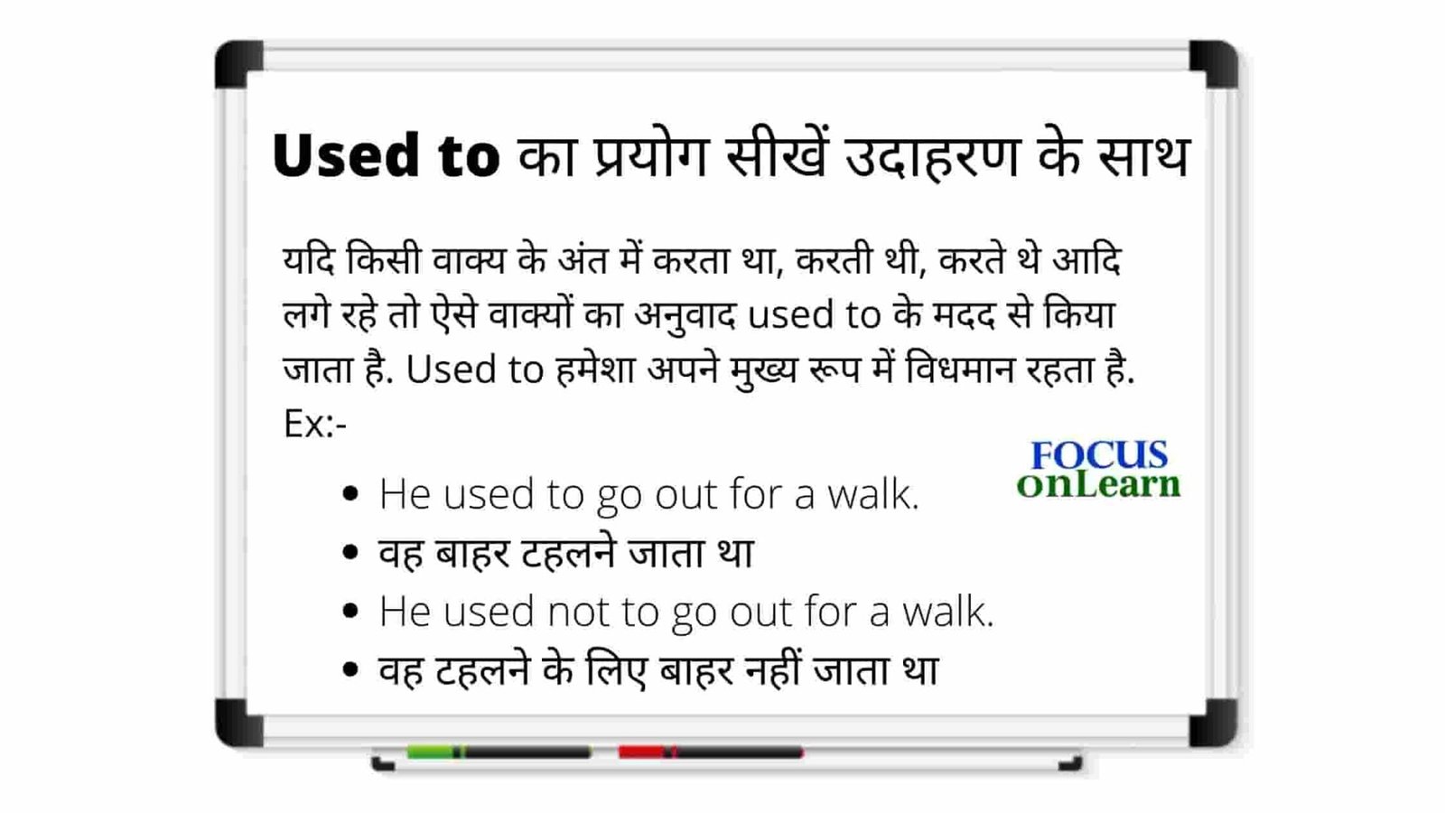 Use of Used to in Hindi: नियम, रूल्स, उदाहरण एवं प्रयोग