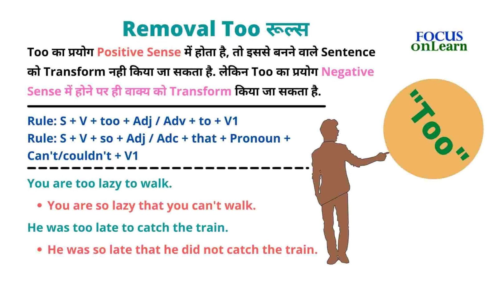 Remove Too Rules in Hindi - Removal Too उदाहरण